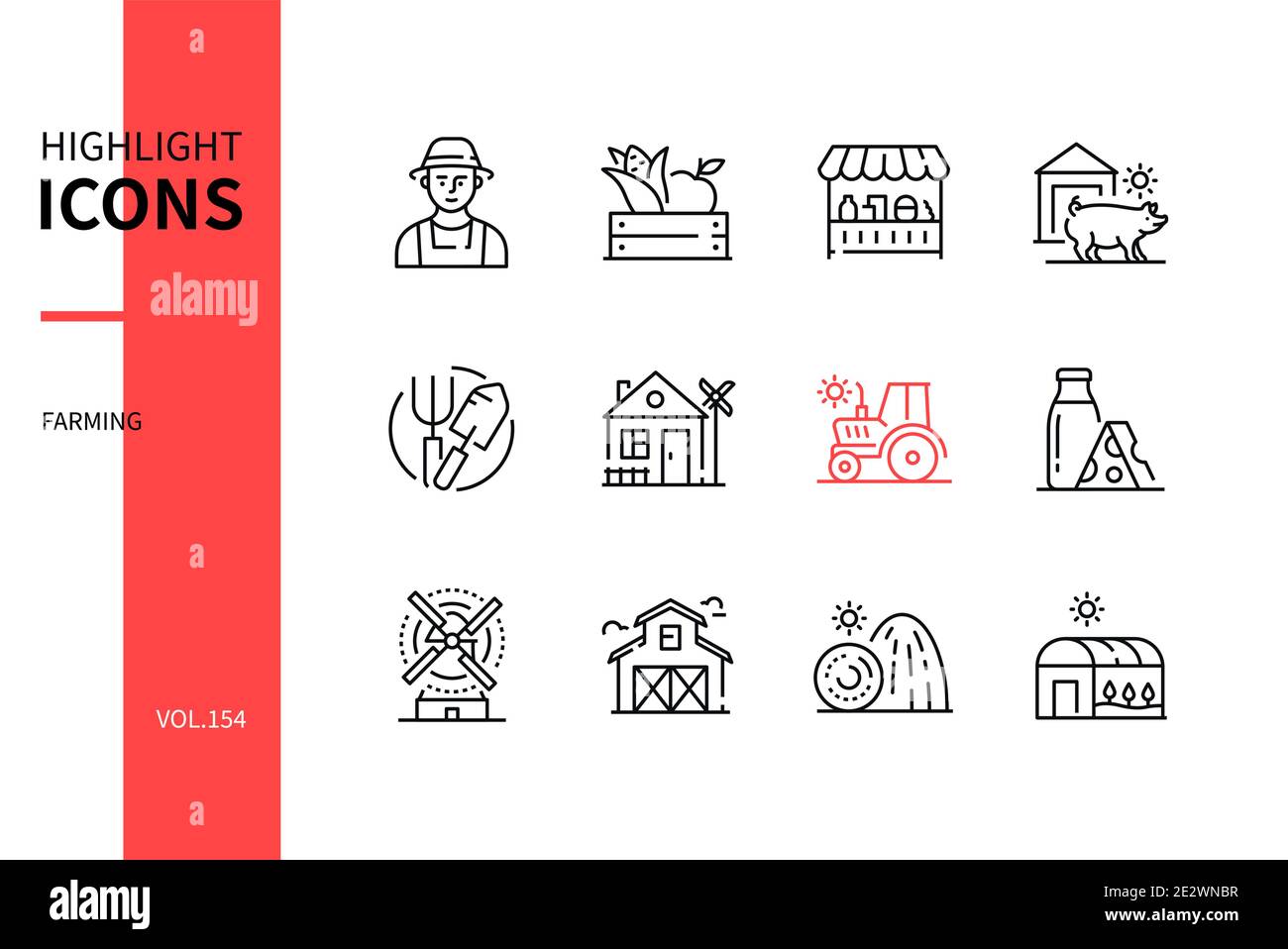 Farming - modern line design style icons set. Agriculture concept ...