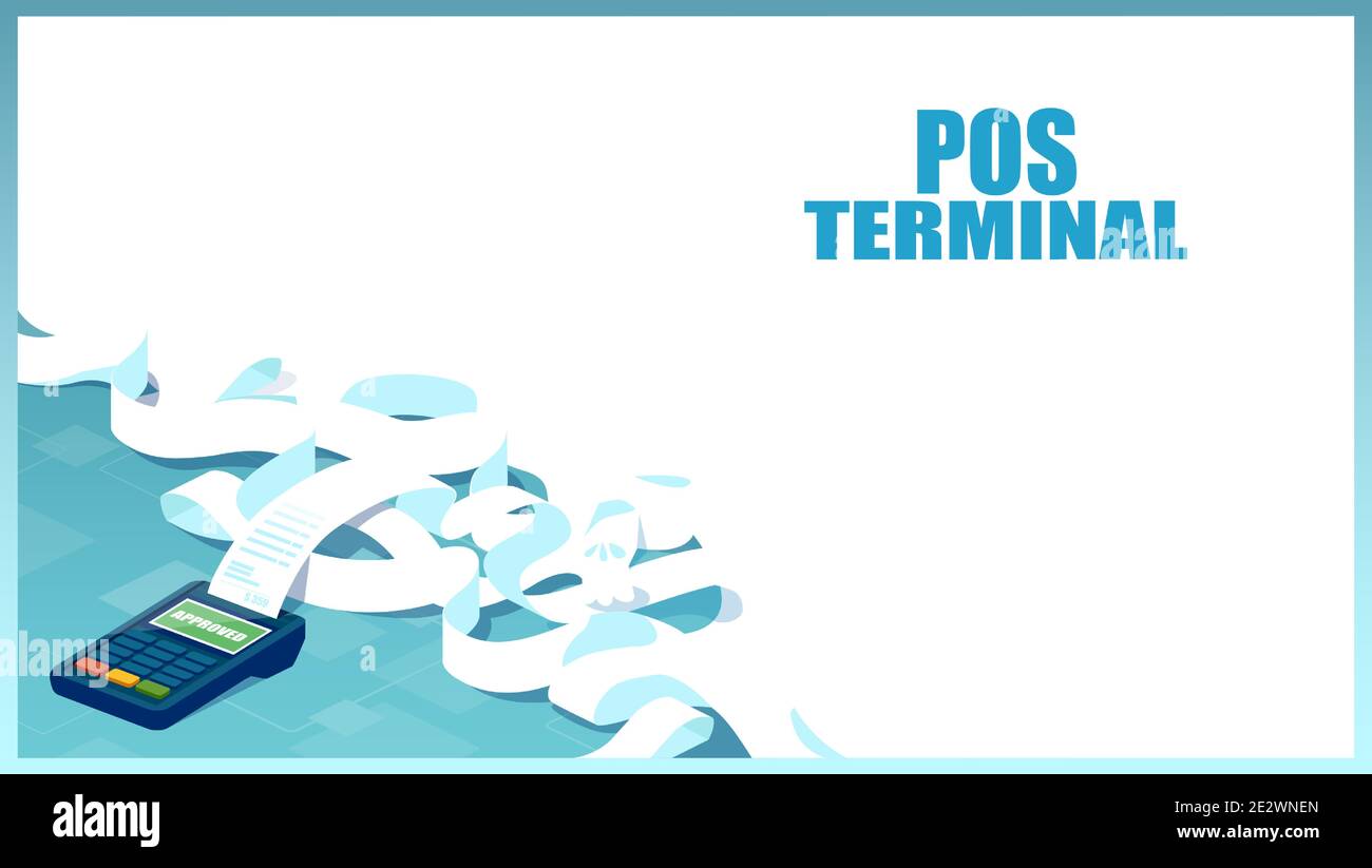 Vector of a POS terminal with a very long receipt on white background ...