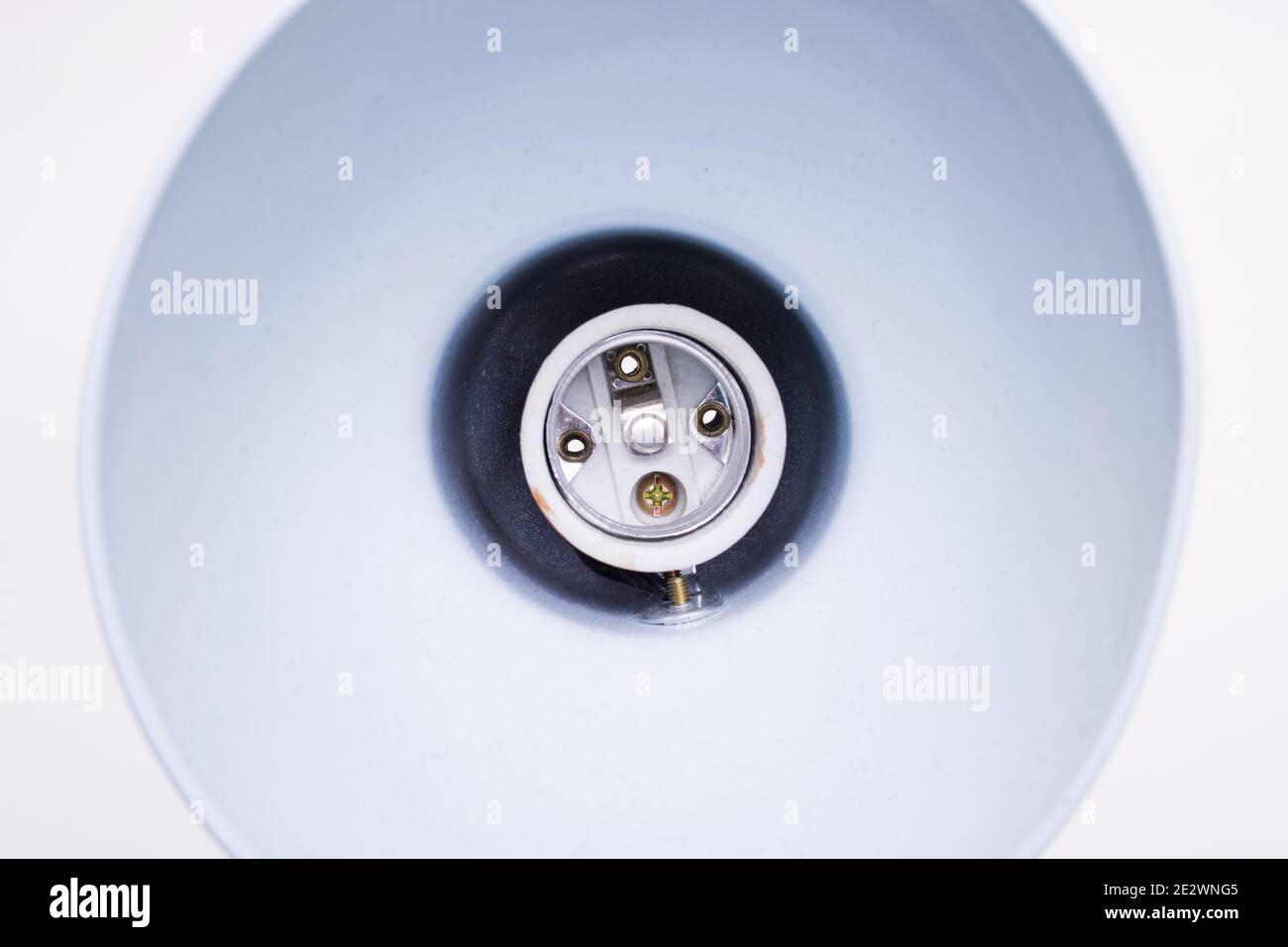Lamp without a light bulb close up on white background Stock Photo - Alamy