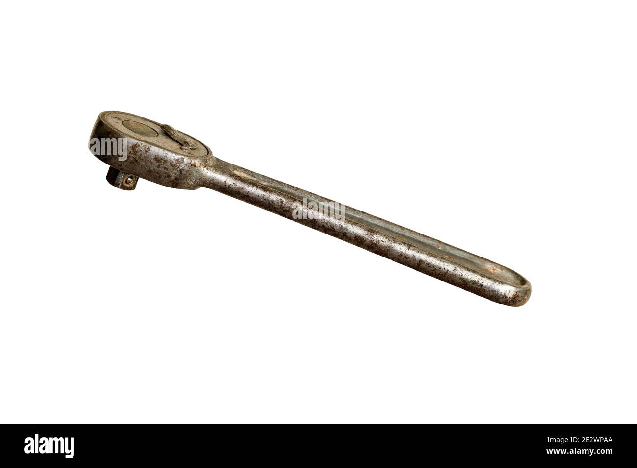 Antique ratchet handle on a solid white background Stock Photo - Alamy