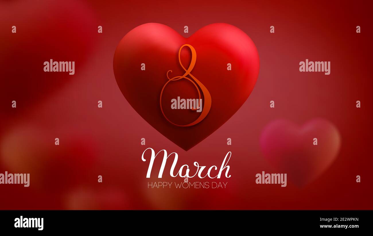 8 March women day vector heart. EPS 10 vector illustration. Red heart ...
