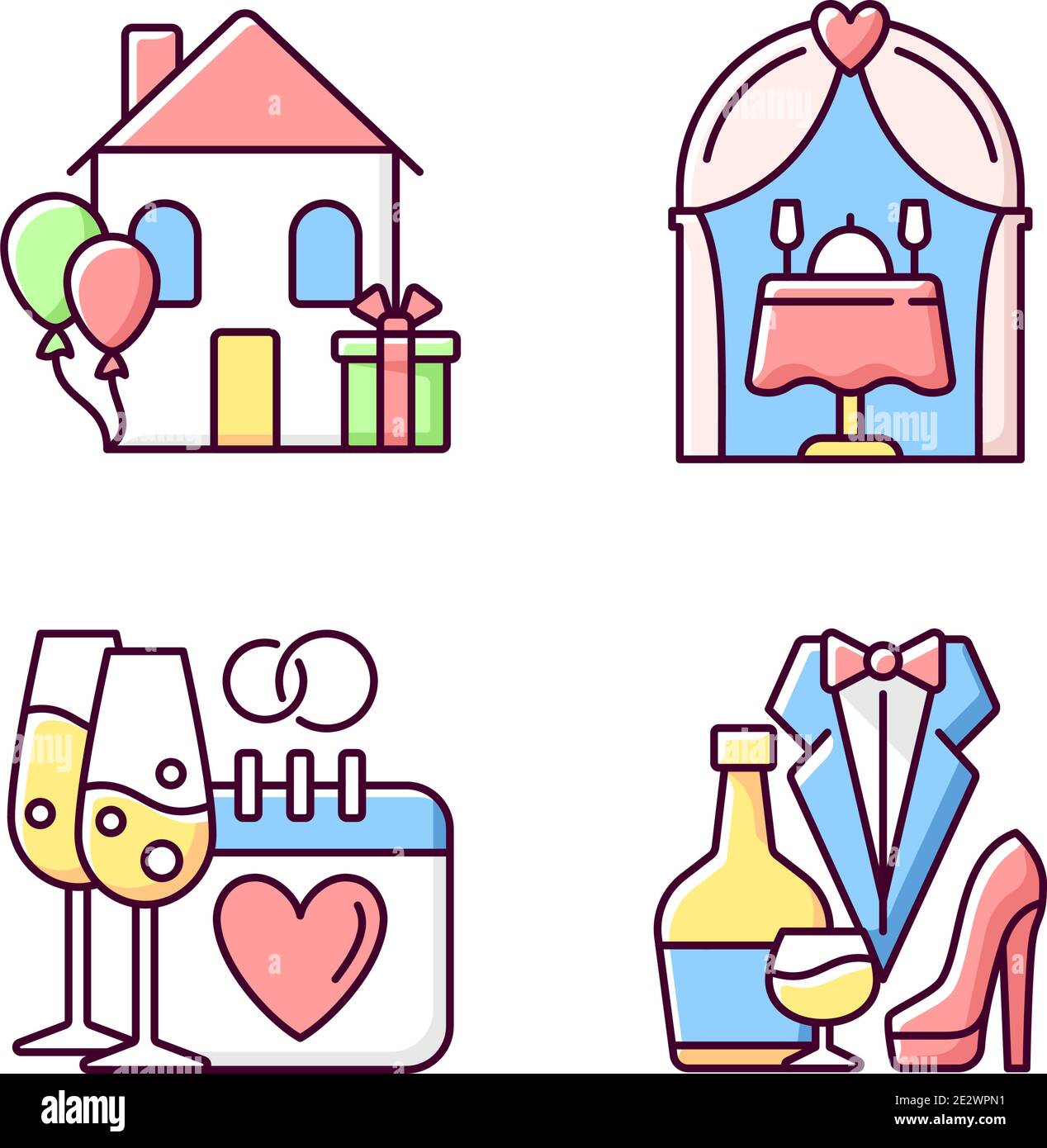 Family celebration RGB color icons set Stock Vector Image & Art - Alamy