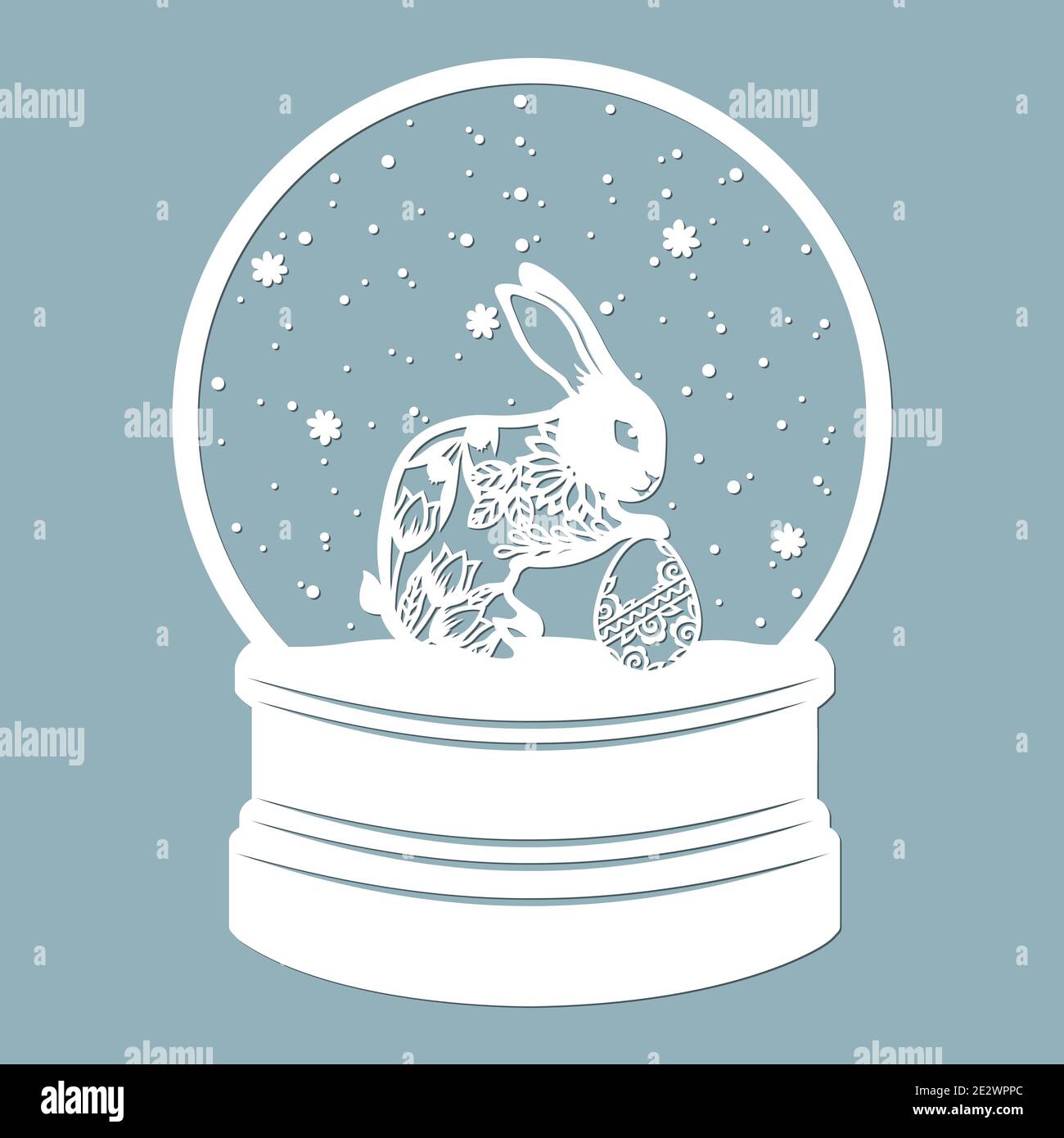 A snow globe, Inside is an Easter bunny. Laser cut. Vector illustration ...
