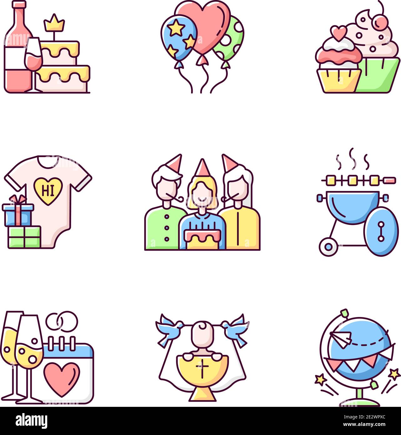 Party celebration RGB color icons set Stock Vector Image & Art - Alamy