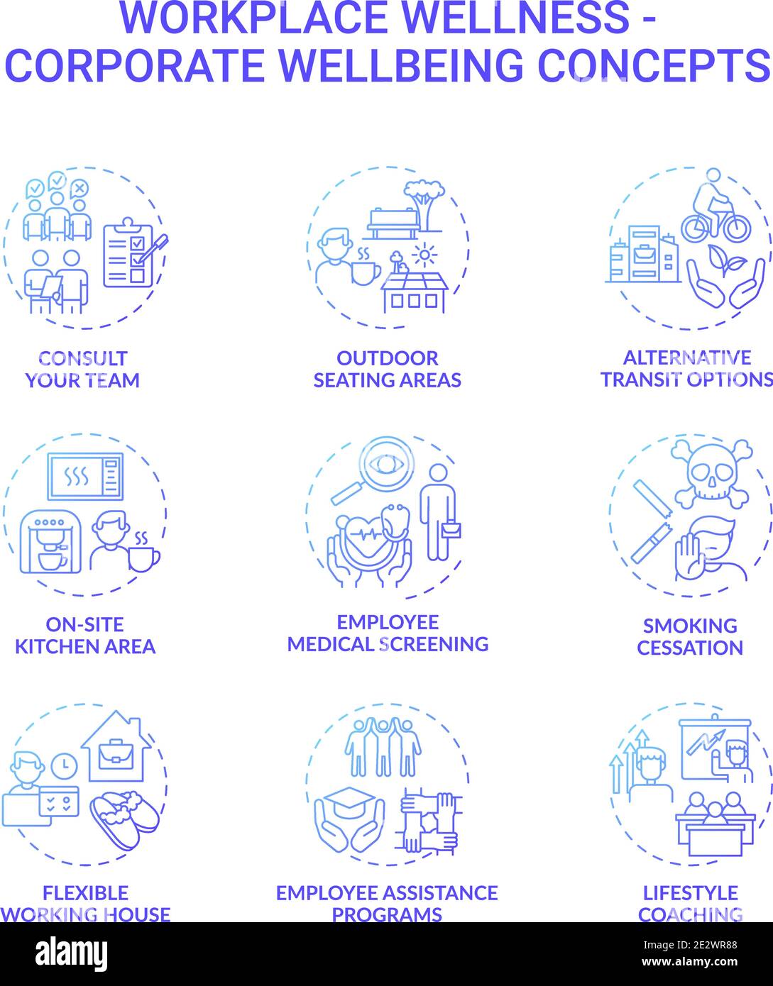 Workplace wellness concept icons set Stock Vector Image & Art - Alamy