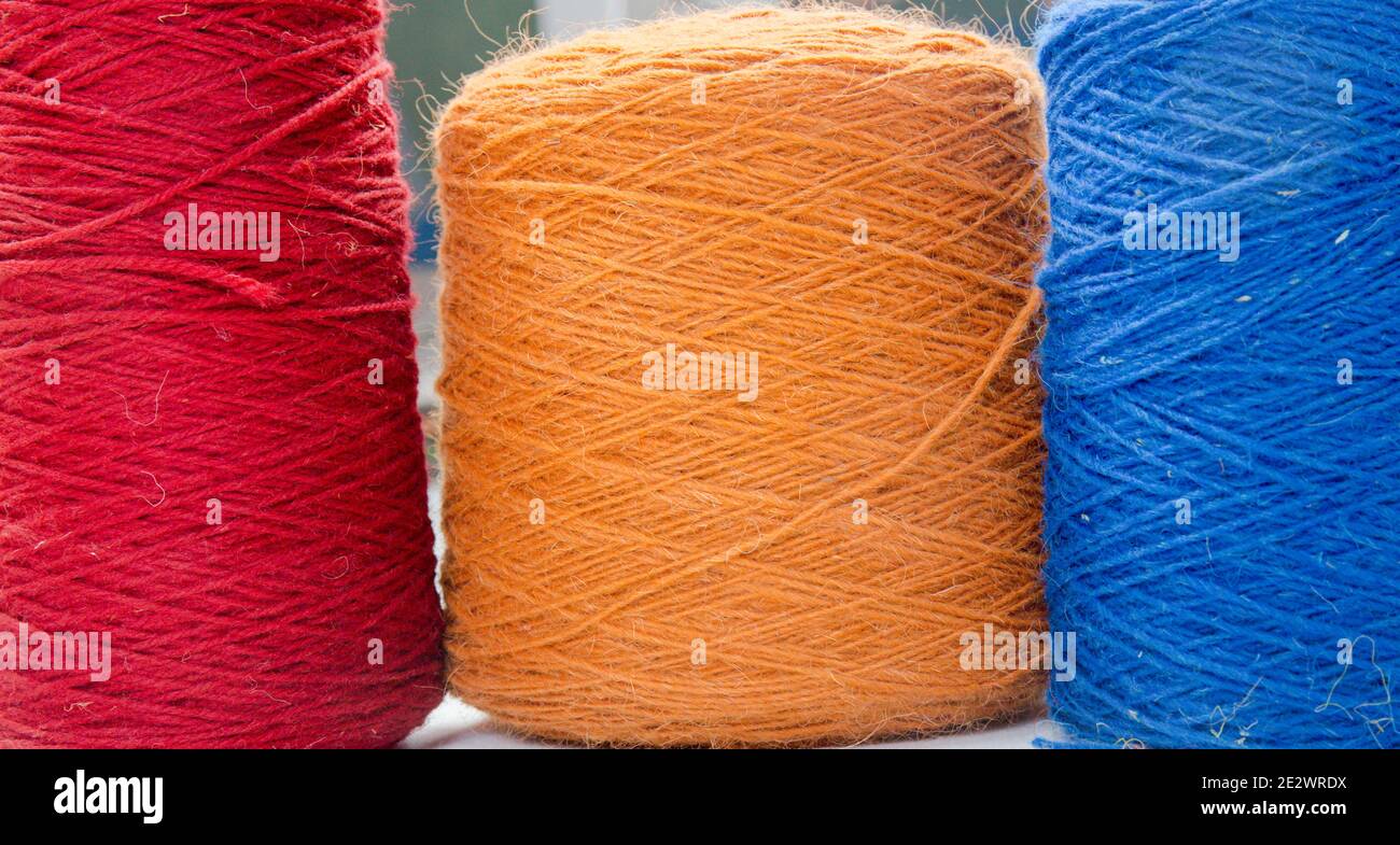 Wool in a ball on a white background, industrial wool for the ...