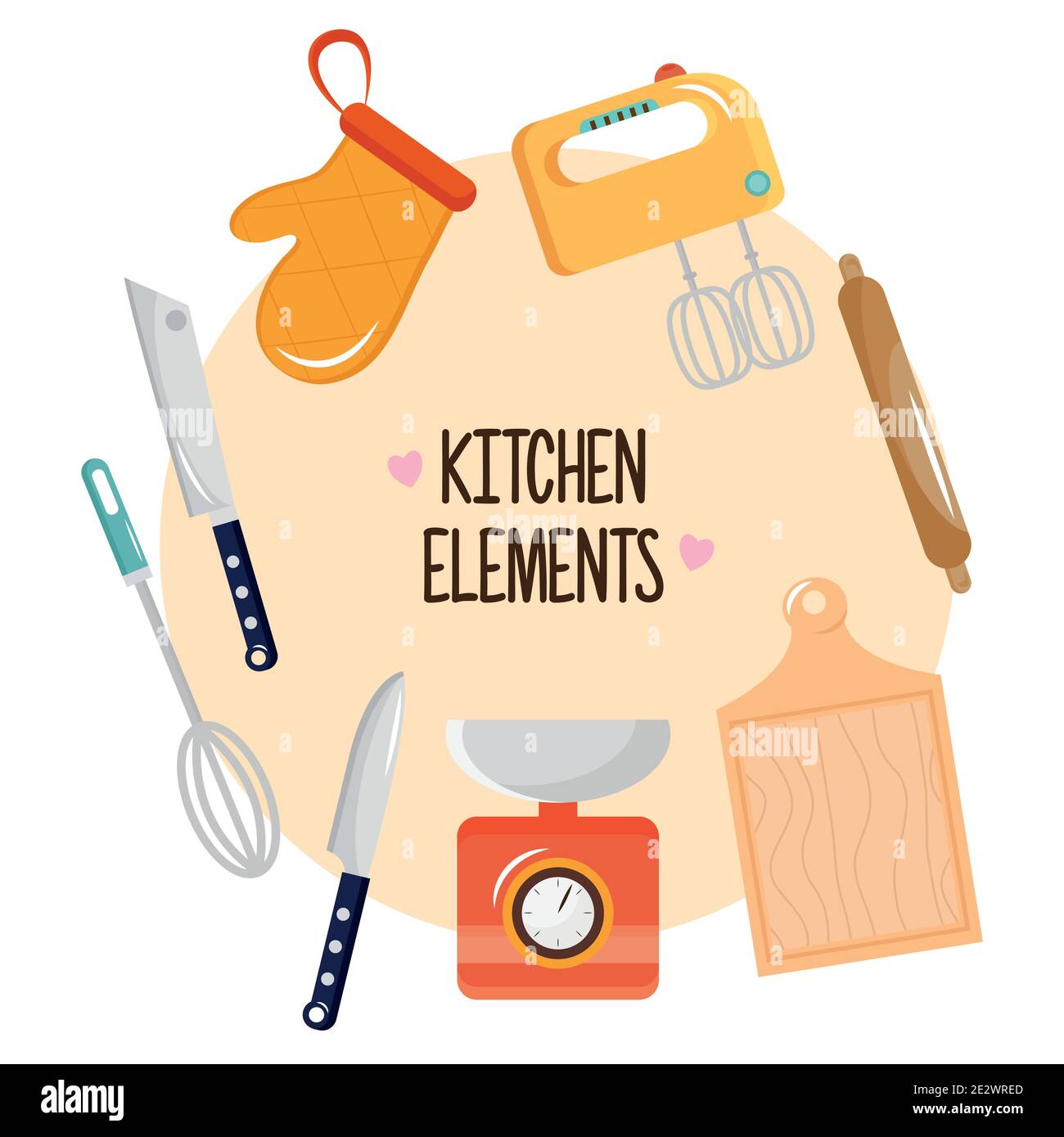 bundle of eight kitchen utensils set icons and lettering Stock Vector ...