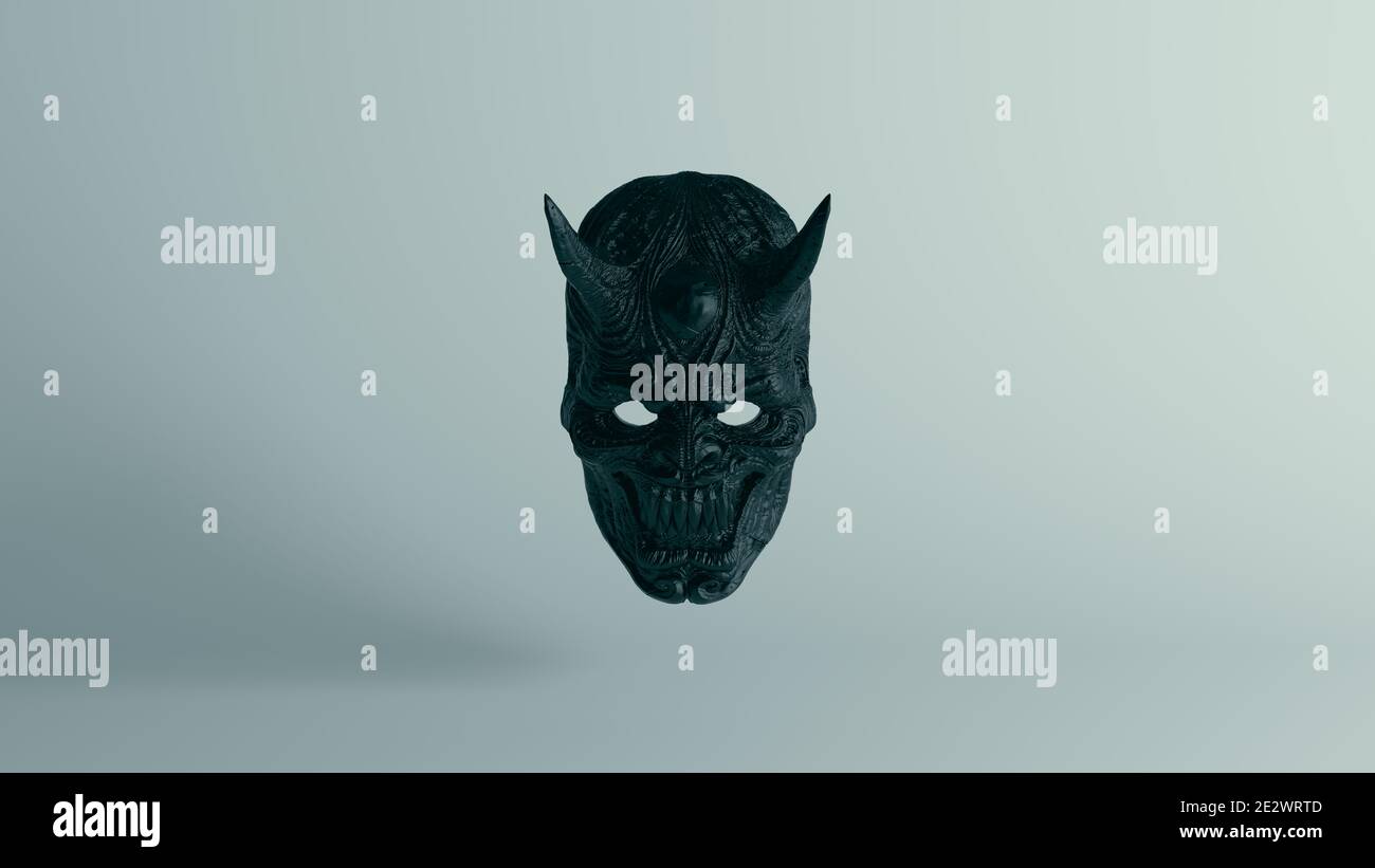 Black Hannya Sino-Japanese Mask Jealous Female Demon 3d illustration ...