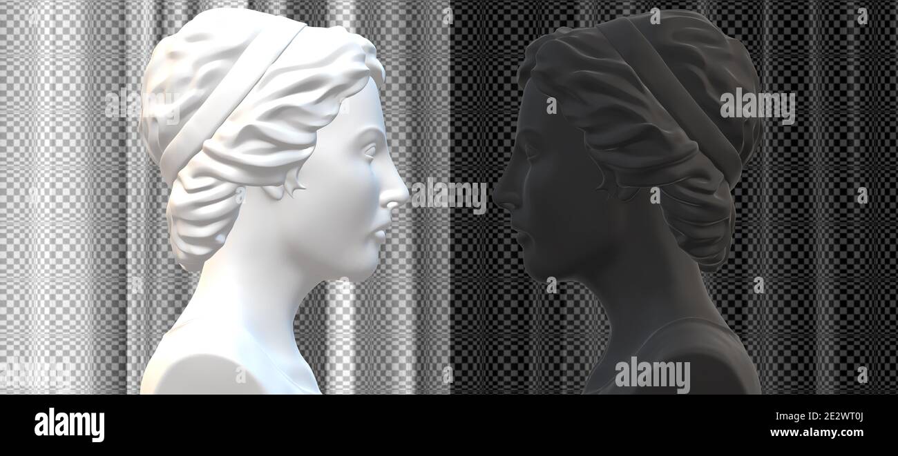 Bipolar mental health, brain disorder in black and white colours 3D ...