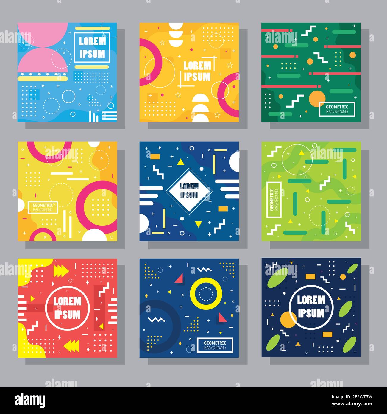 bundle of nine colors geometric minimal backgrounds Stock Vector Image ...