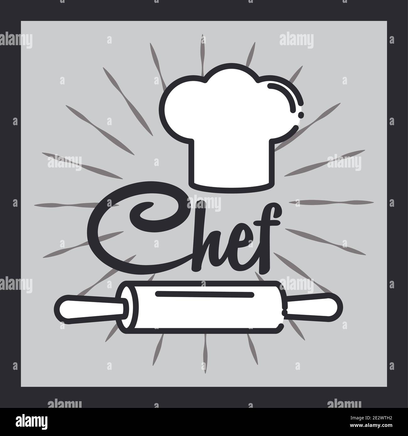 chef hat and rolling pin restaurant vintage poster vector illustration ...