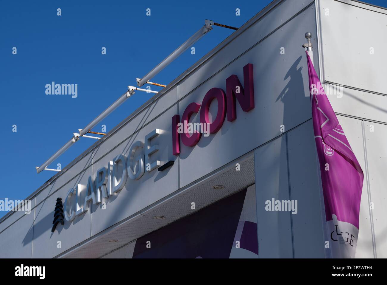 Ottawa, Canada. Sign for the Sales office of the Claridge ICON building ...