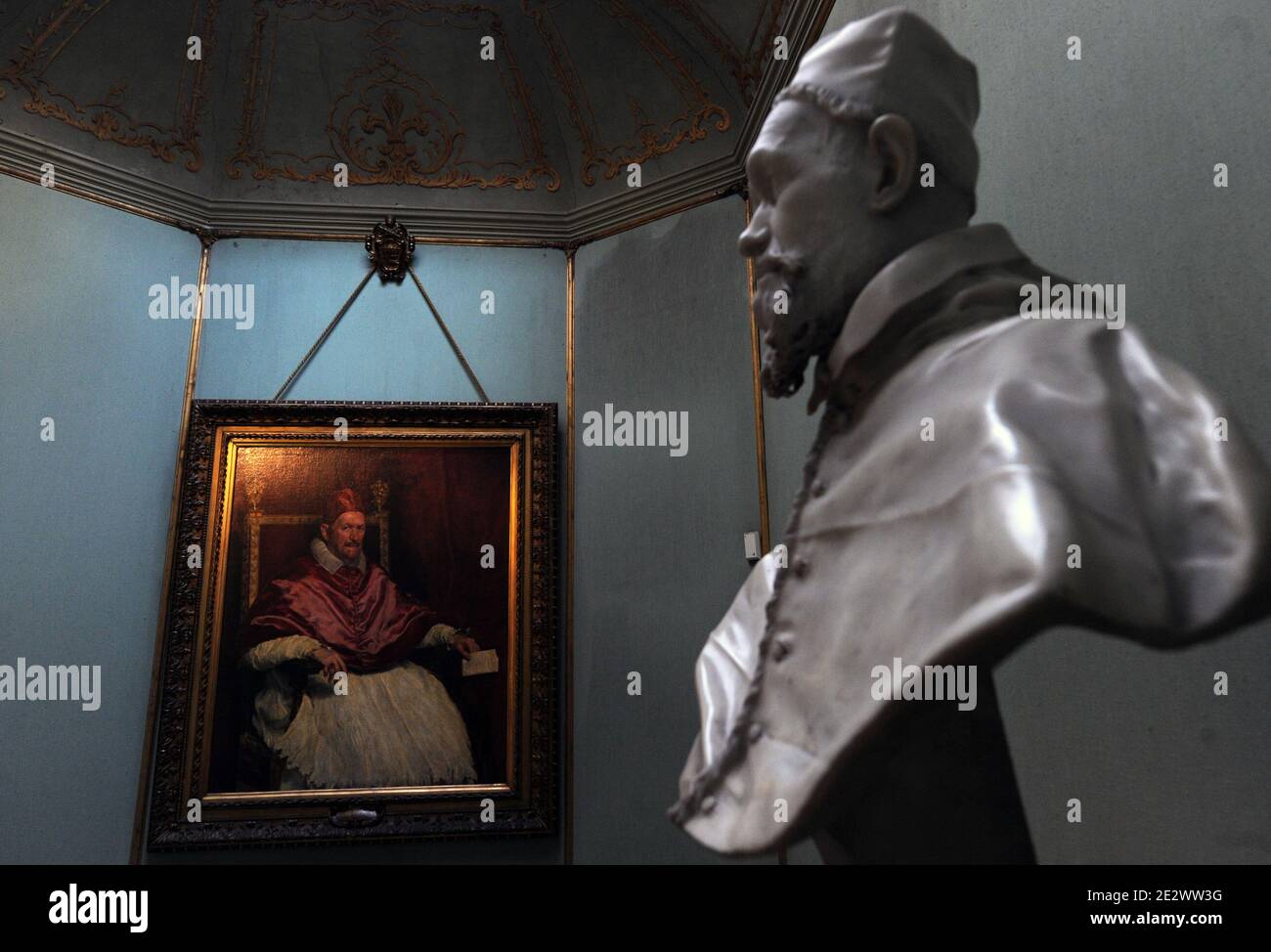 On the left Portrait of Innocent X by Velazquez and on the right Bust ...