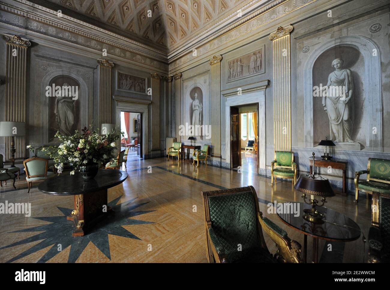 View inside the Villa Bonaparte, French embassy near Vatican in Rome ...