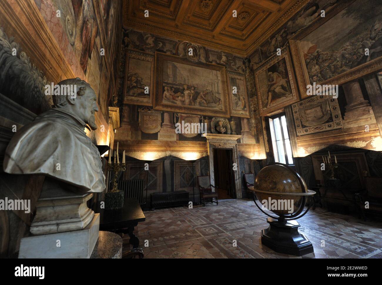 View of the 'Maps world' saloon decored by Salviati at the the Palazzo ...