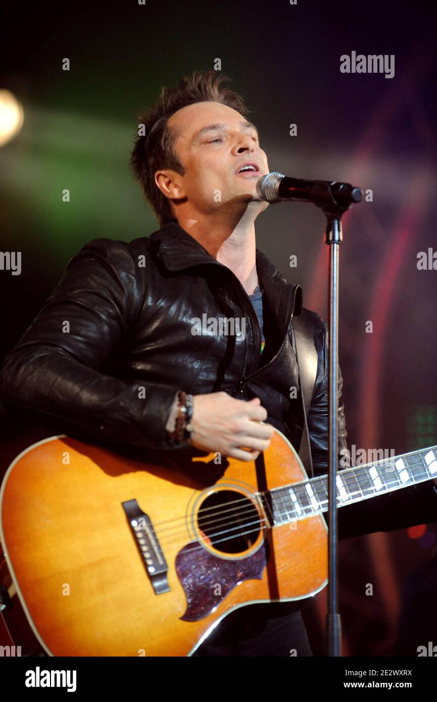The French singer of pop rock David Hallyday performs live to "M6 music ...