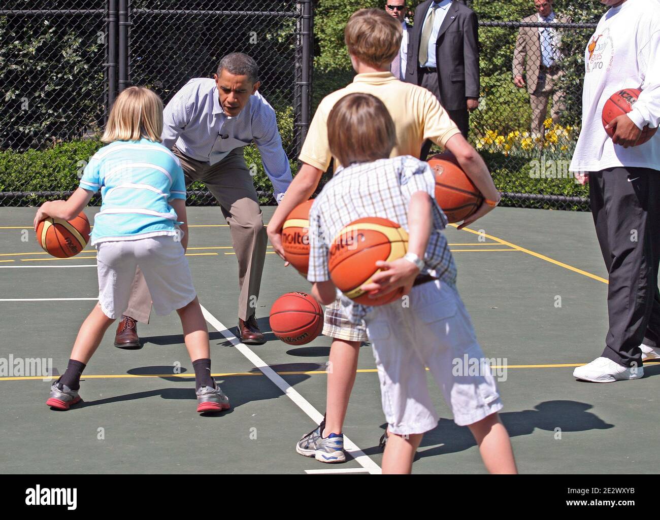 Barack Obama Playing Basketball With Kids