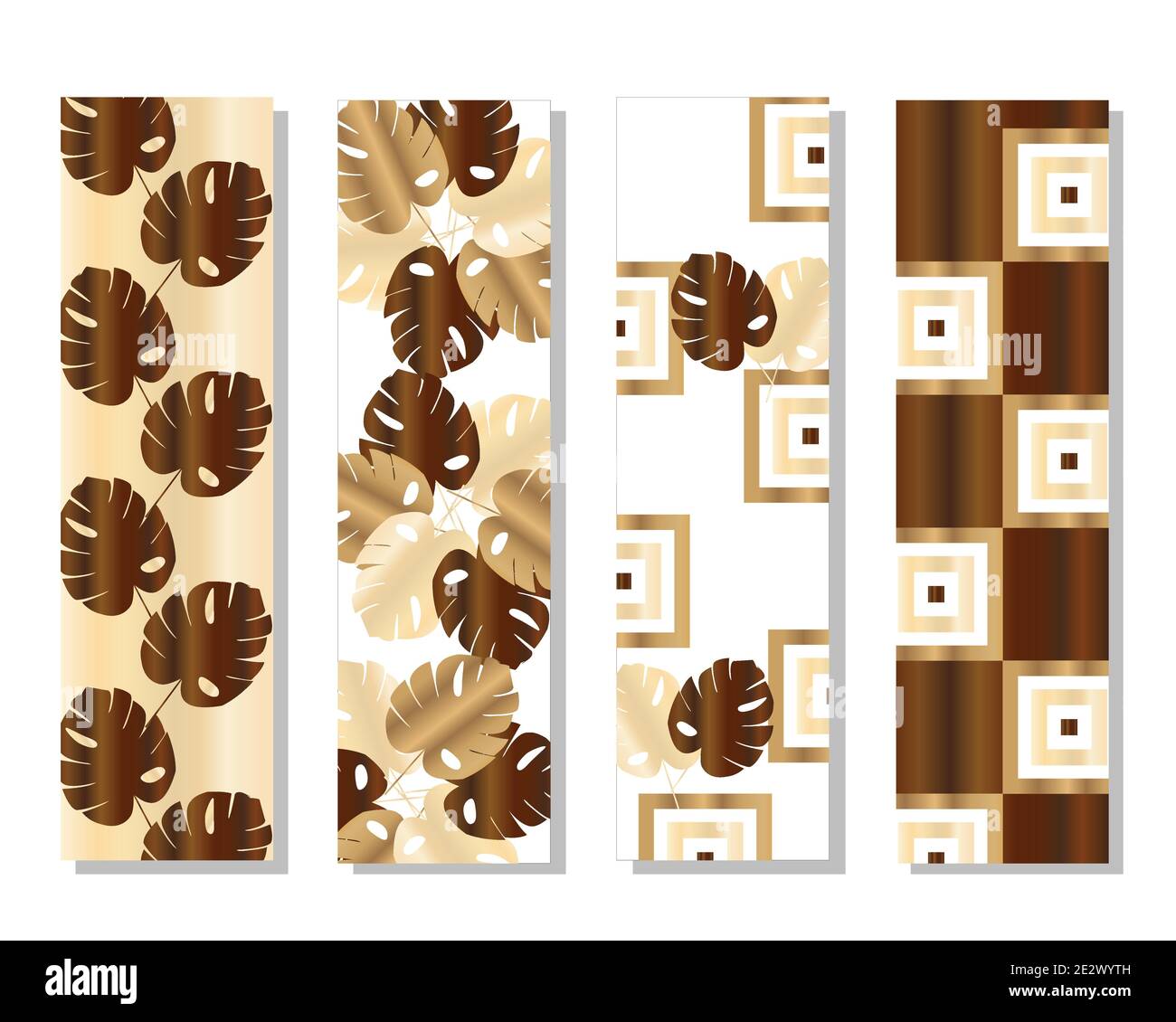 four brown bookmarks vector set with tropical leaves Stock Vector Image ...