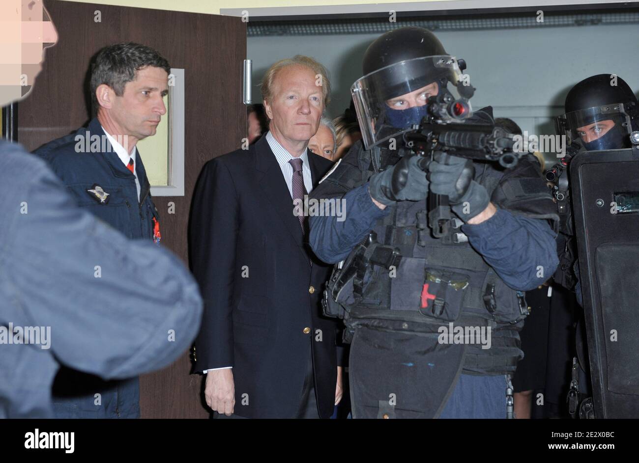 French Interior minister Brice Hortefeux (R) and Chief of National ...