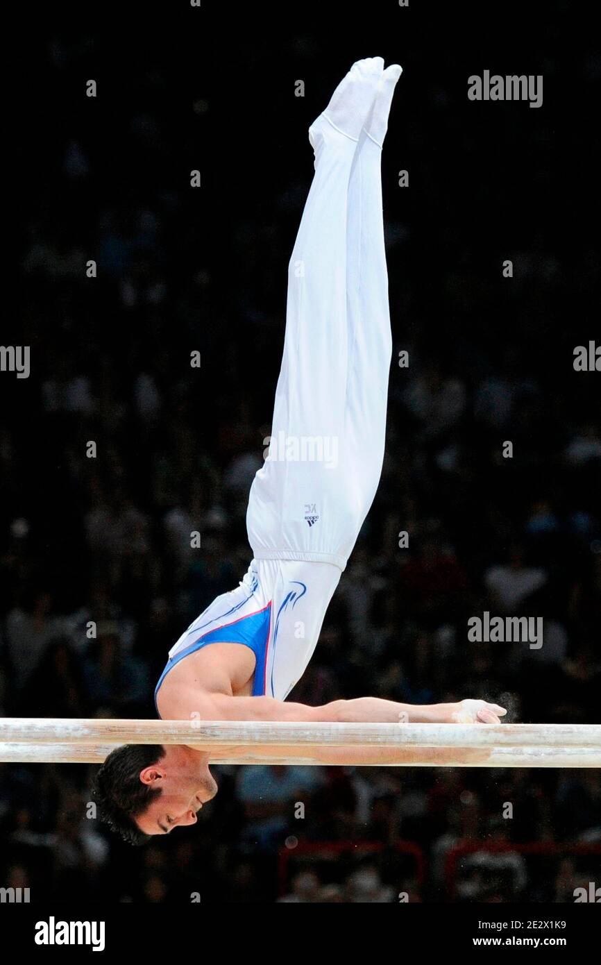 France's Hamilton Sabot won the parallel bars event during the FIG ...