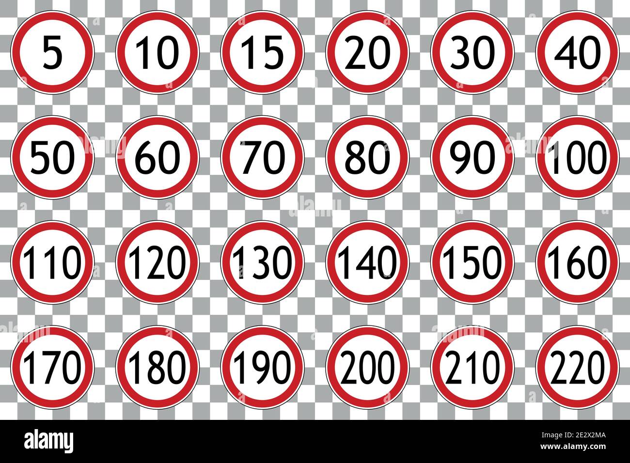 Speed limit sign set red and white transparent Stock Vector Image & Art - Alamy