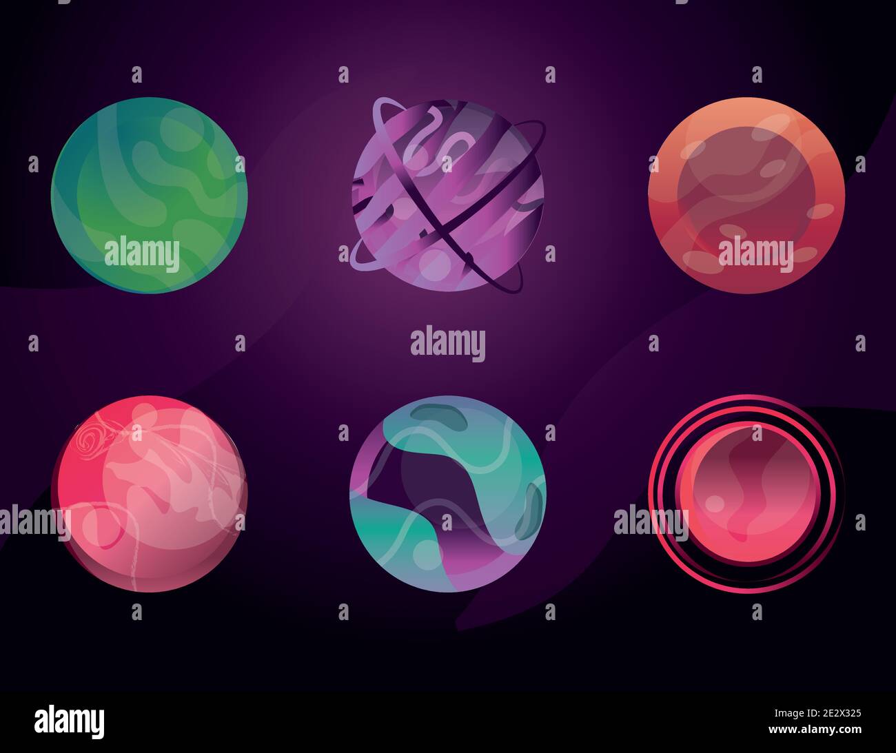 space planets astronomy solar system galaxy, icons set style vector ...