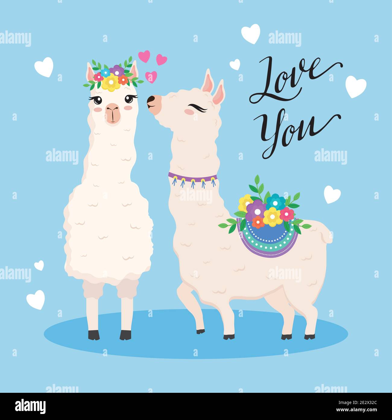 cute two alpacas exotic animals with flowers and lettering Stock Vector Image & Art - Alamy