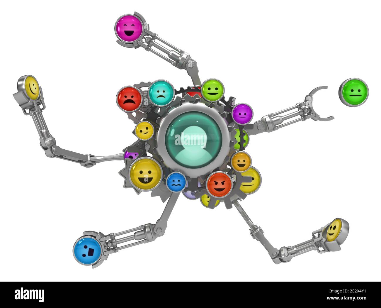 Avatar button emotions collection mechanism robotic arms grabbing metal ...