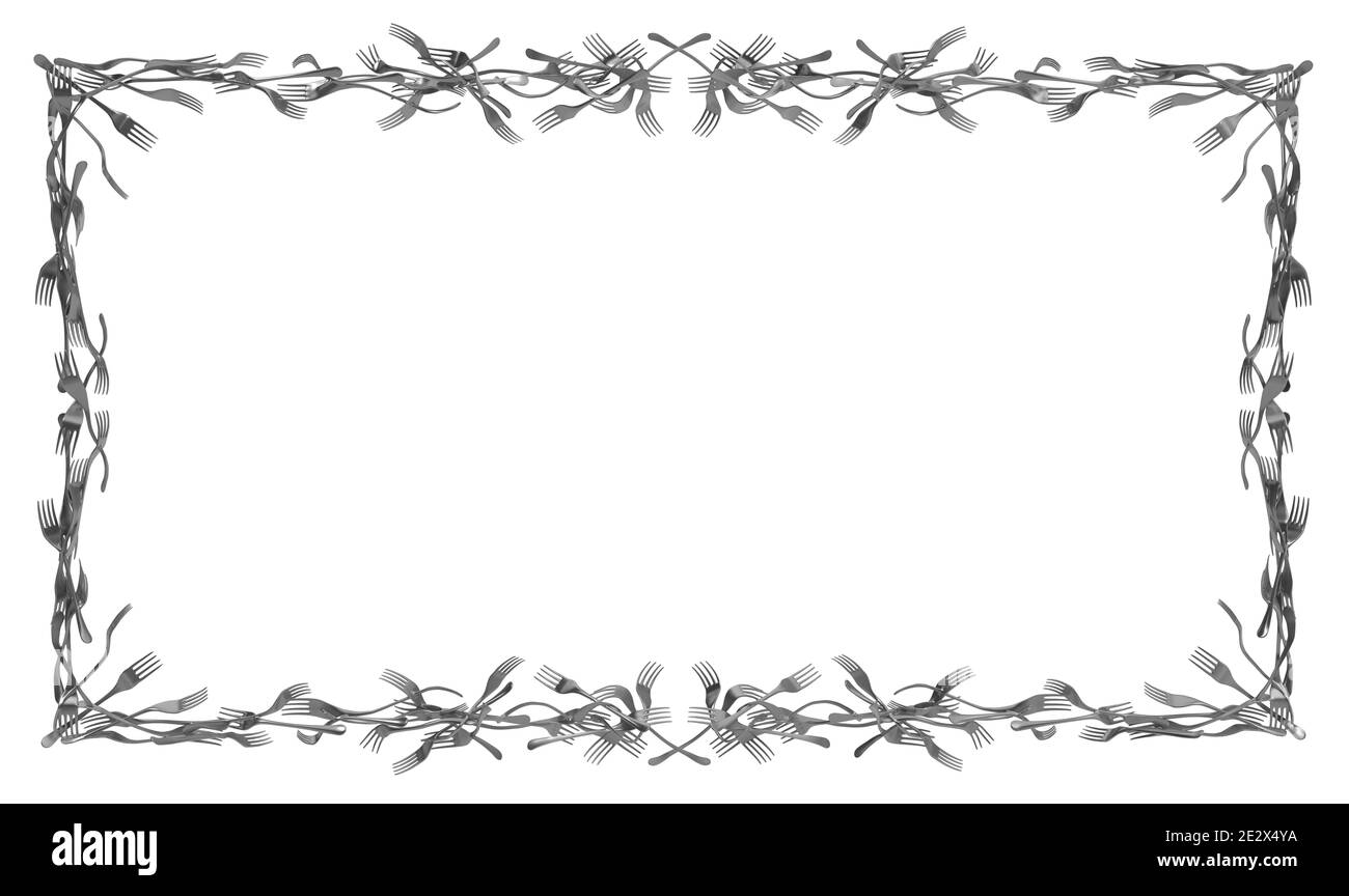 Forks merged metal, large rectangular frame construction, 3d ...