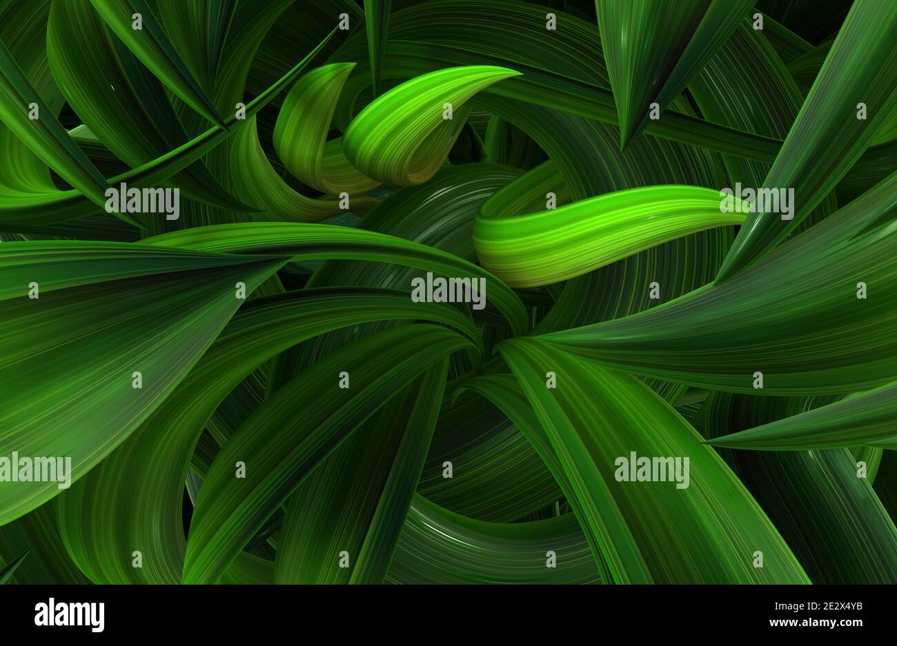 Plant vines green growing twisting leaf gather, 3d illustration ...