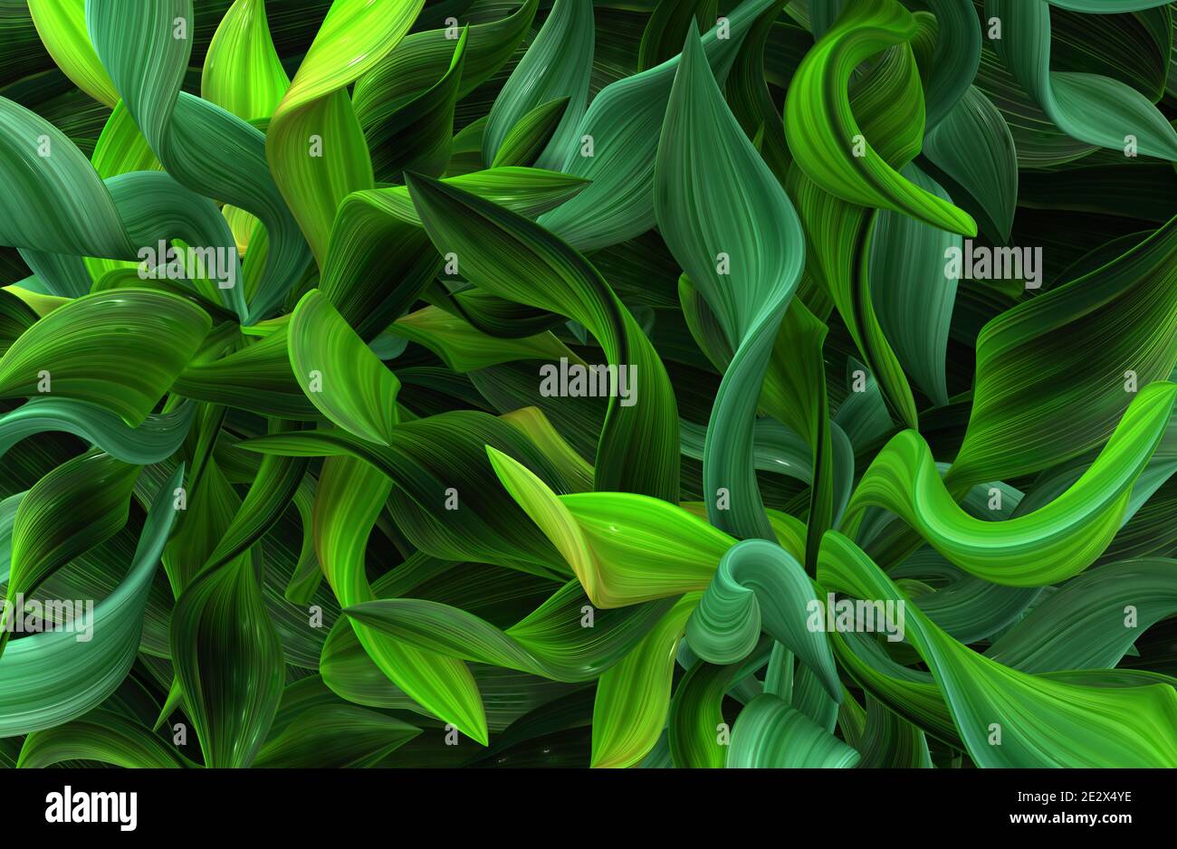 Plant vines green growing twisting twisted leaves, 3d illustration ...