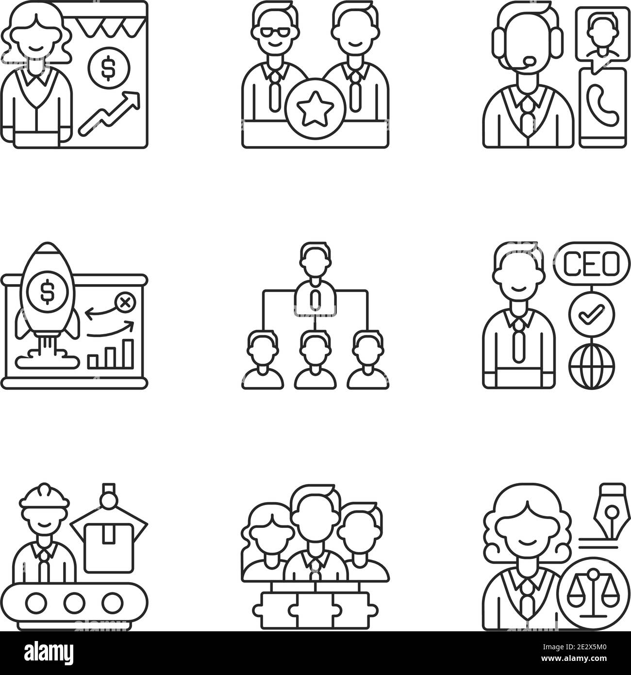 Corporate hierarchy linear icons set Stock Vector Image & Art - Alamy