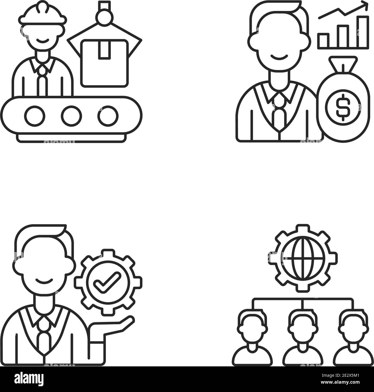 Company hierarchical structure linear icons set Stock Vector Image ... Company hierarchical structure linear icons set Stock Vector Image ...