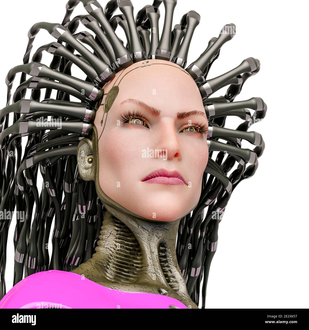 super cyborg doing id picture profile, 3d illustration Stock Photo - Alamy