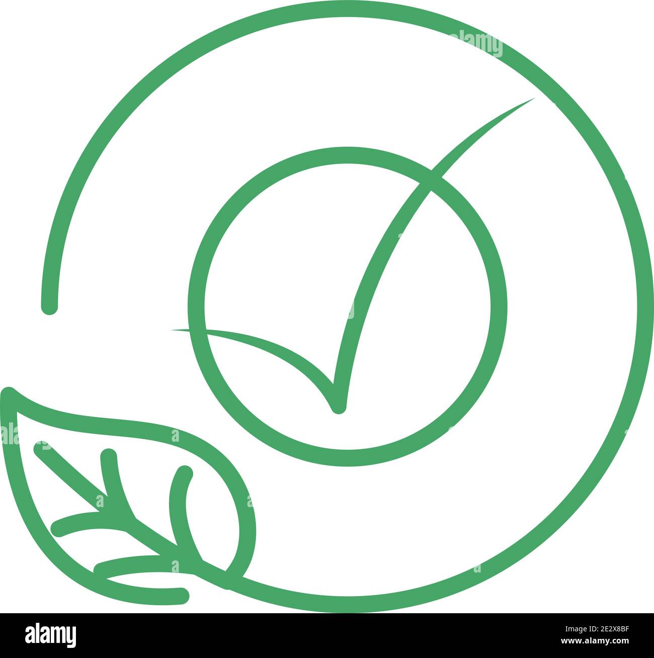 organic natural, leaf check mark ecology green line style vector ...