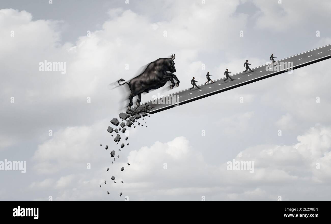 Bull market danger and economic panic concept trending upwards as a ...