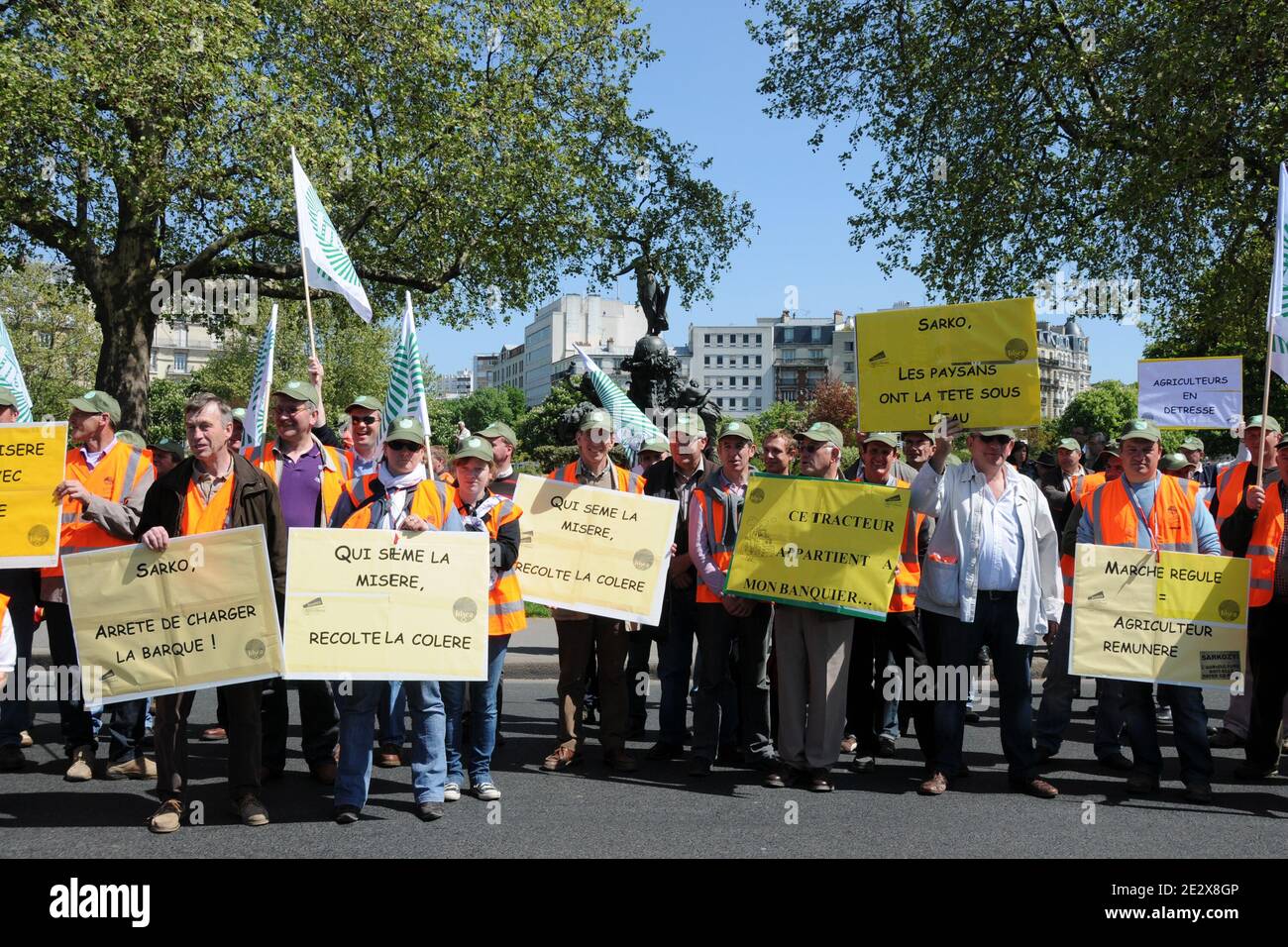 French farmers demonstrating against wages cut and to denounce the ...