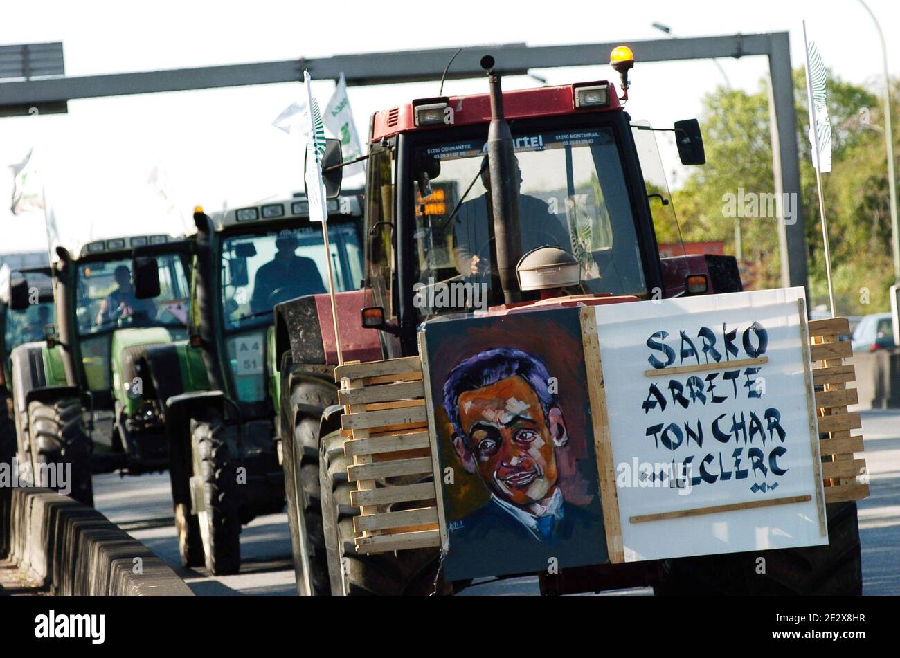 French farmers drive their tractors on Paris ring road, France on April ...