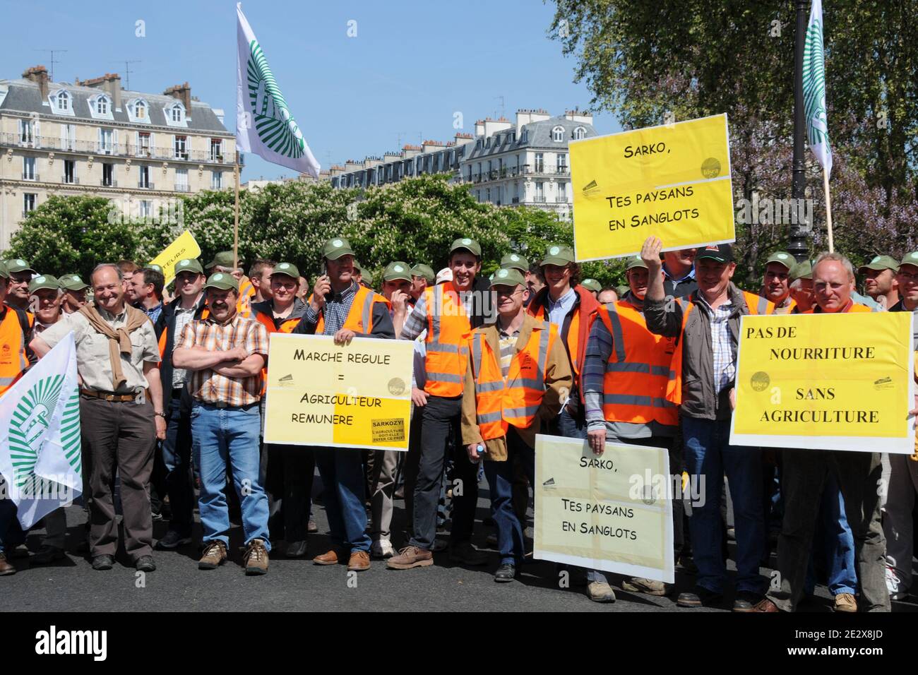 French farmers demonstrating against wages cut and to denounce the ...