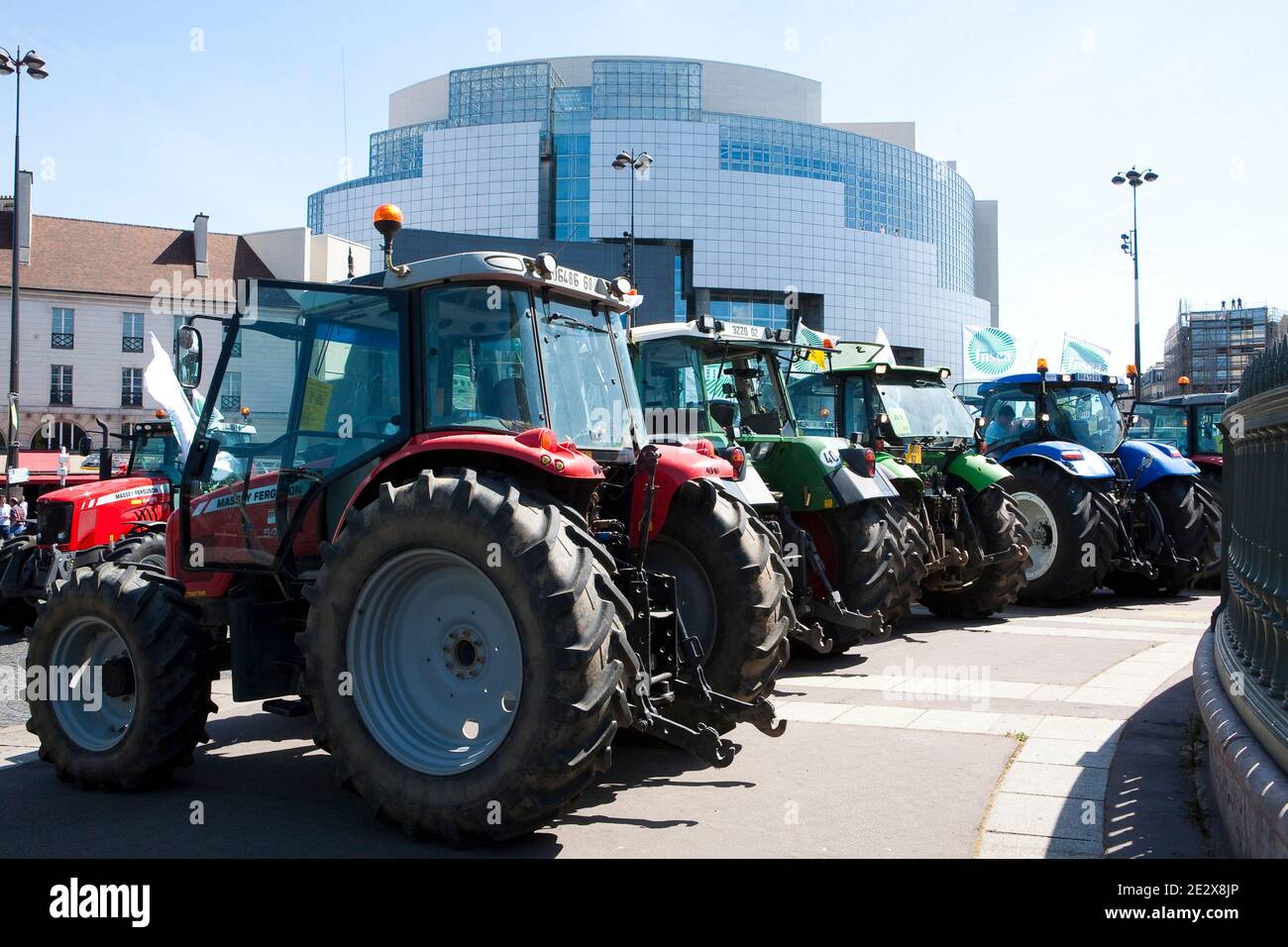 French farmers demonstrate with their tractors, Place de la Bastille in ...