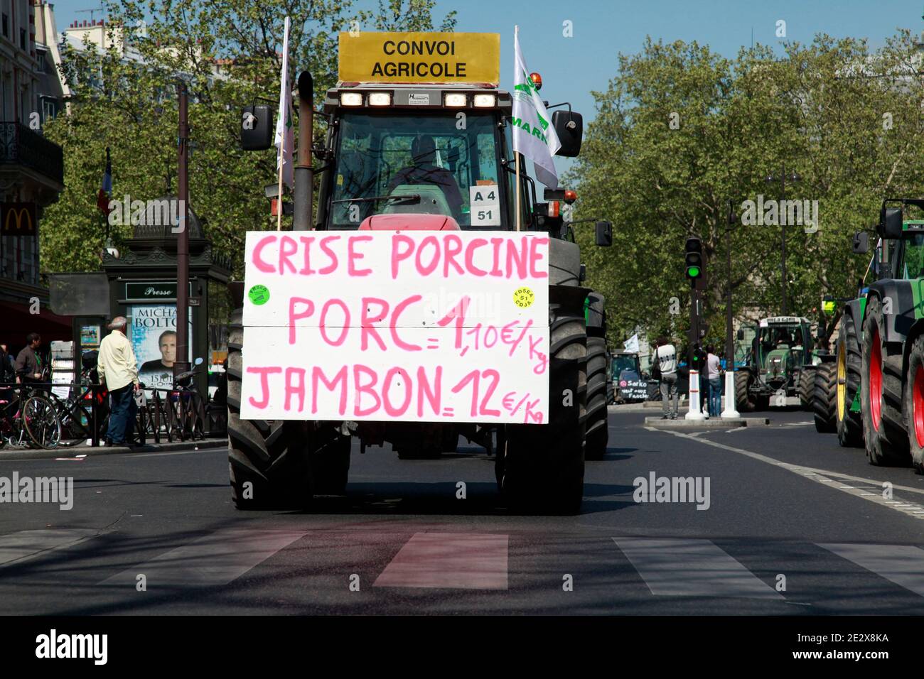 French farmers demonstrate with their tractors, Place de la Bastille in ...