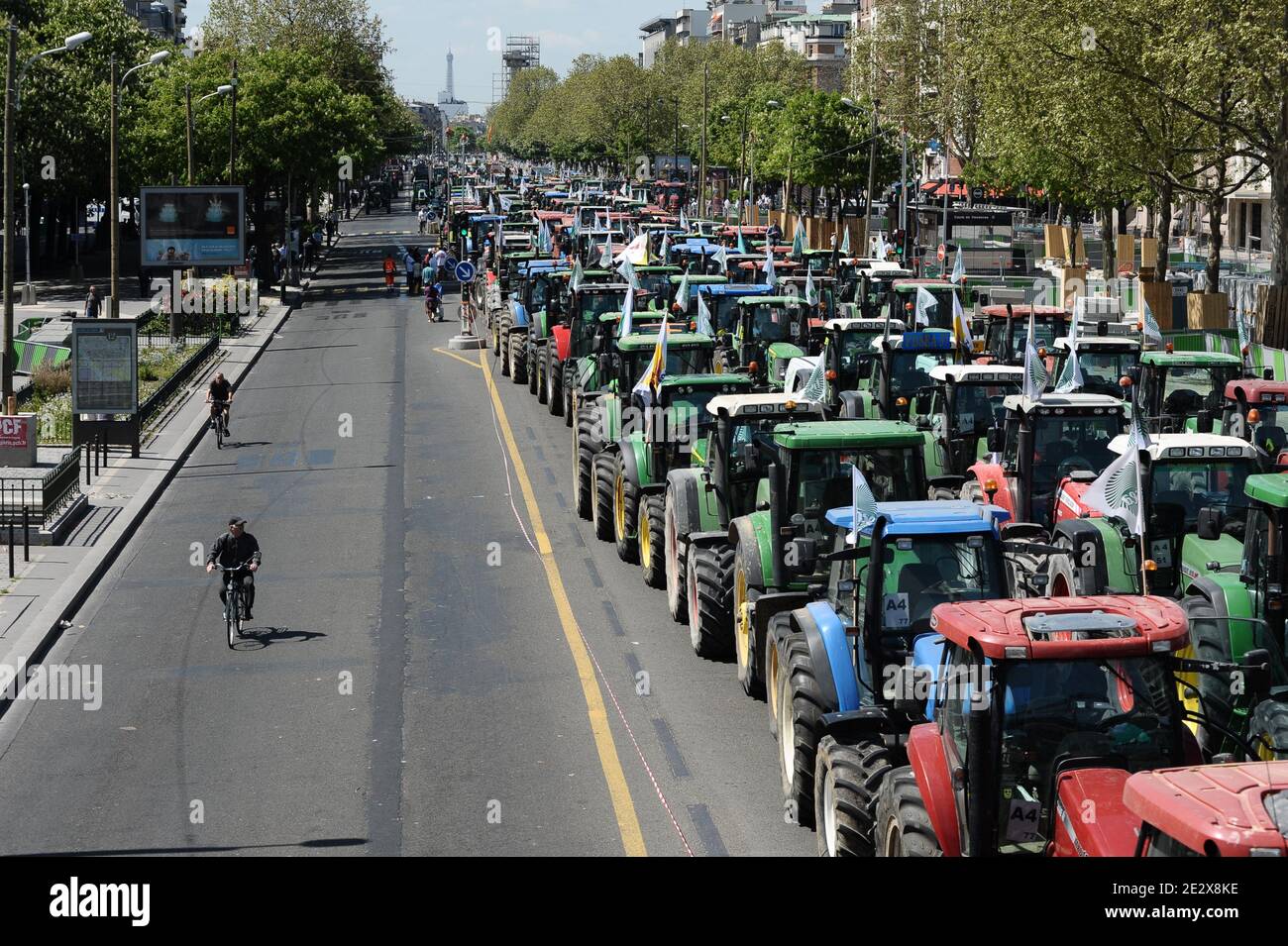 French farmers demonstrate with their tractors in Paris, France on ...