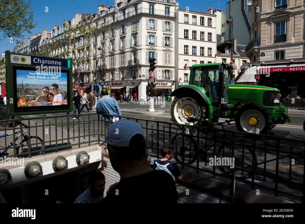 French farmers demonstrate with their tractors in Paris, France on ...