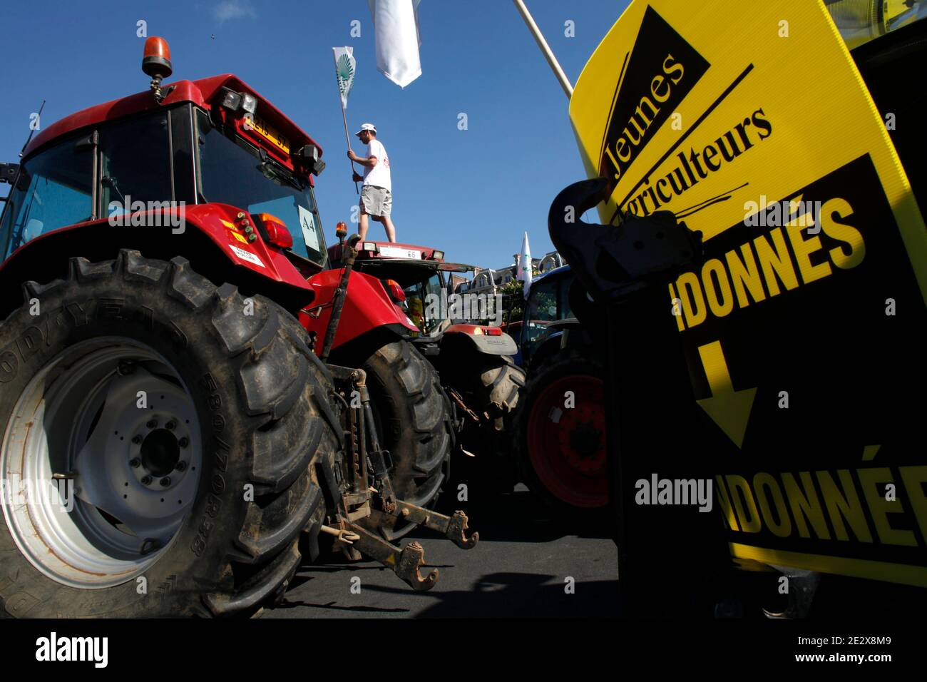 French farmers demonstrate with their tractors, Place de la Bastille in ...