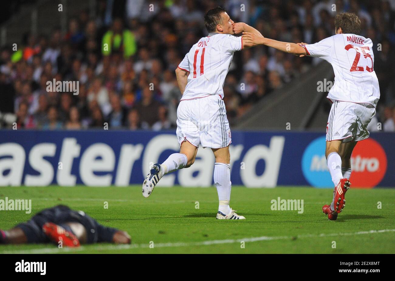 Bayern's Ivica Olic celebrates after scoring during the UEFA Champions ...