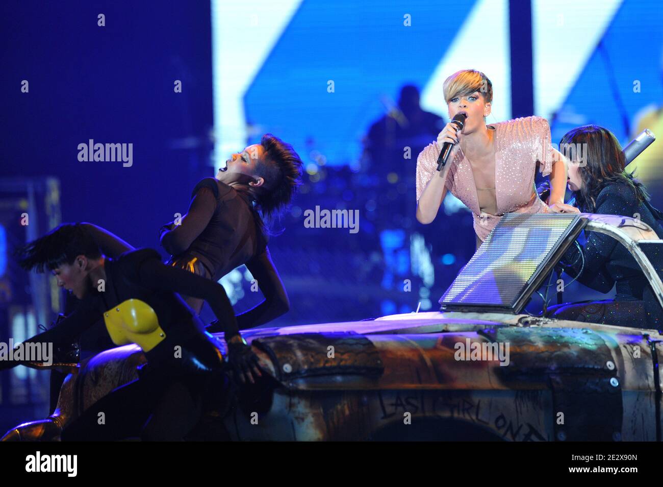 Barbadian singer Rihanna performs at the POPB concert hall in Paris ...