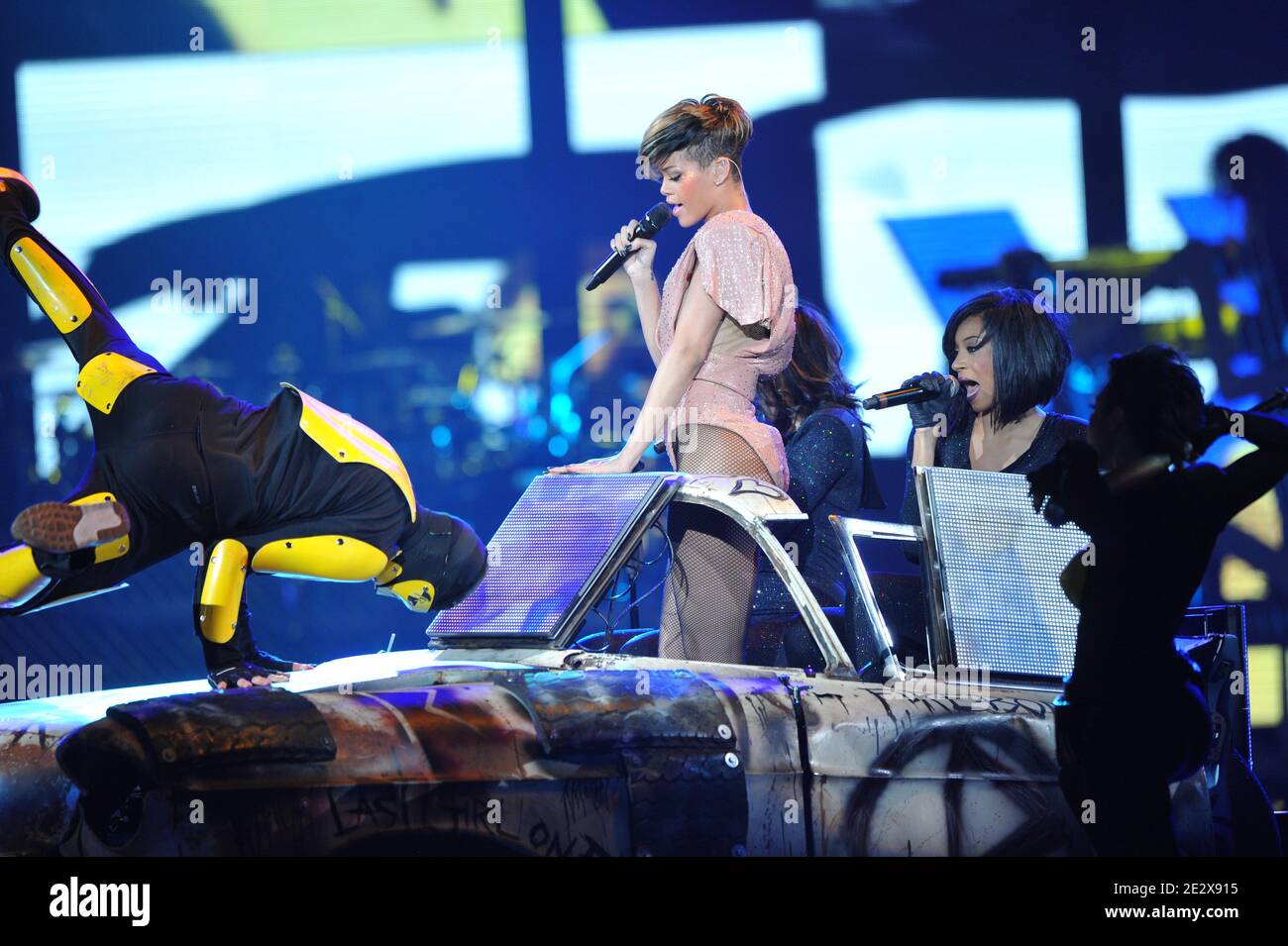 Barbadian singer Rihanna performs at the POPB concert hall in Paris ...