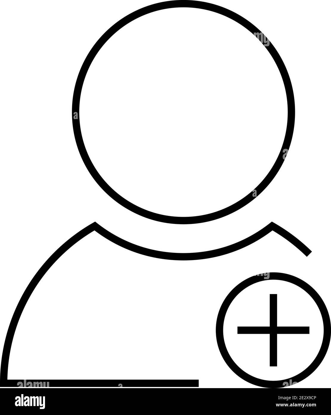 Add user or person - modern thin line icon with small plus symbol in ...