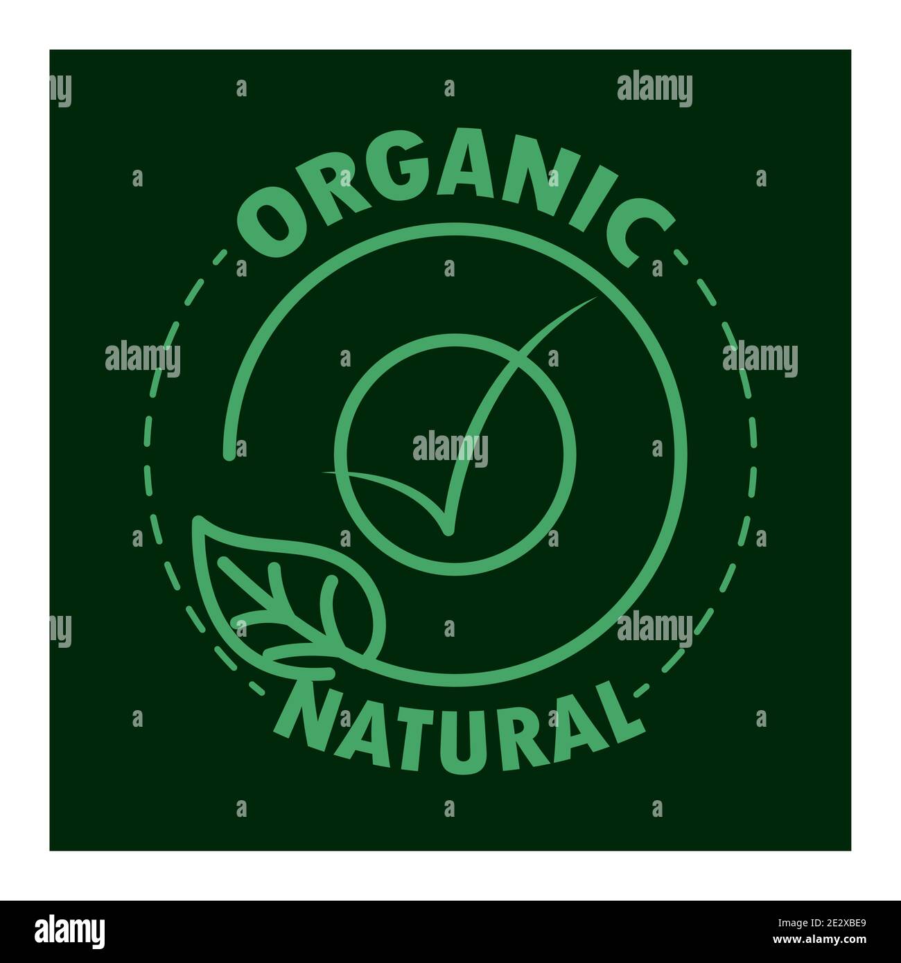 organic natural leaf ecology check mark product sticker green line ...