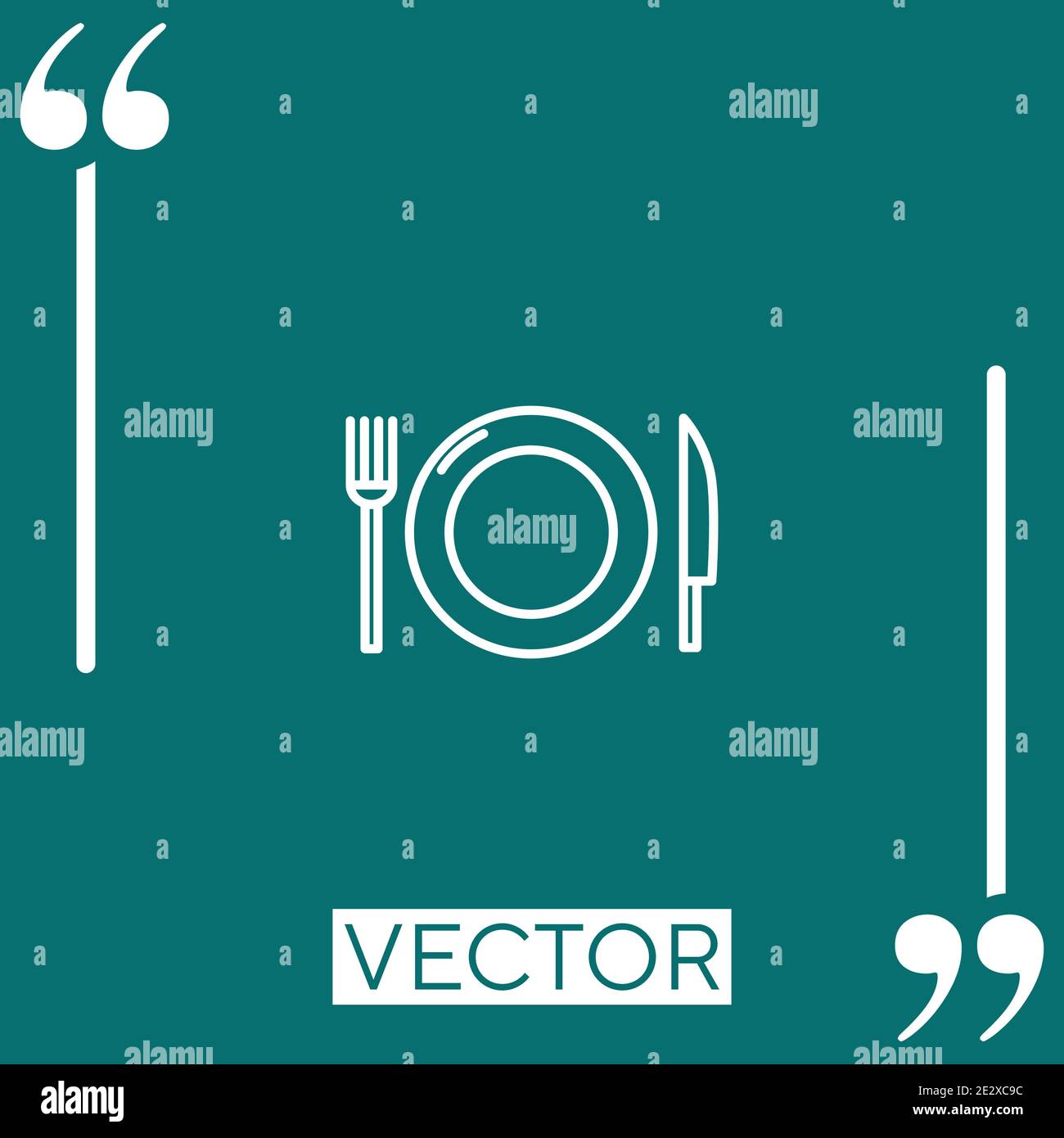 plate and utensils top view vector icon Linear icon. Editable stroke ...